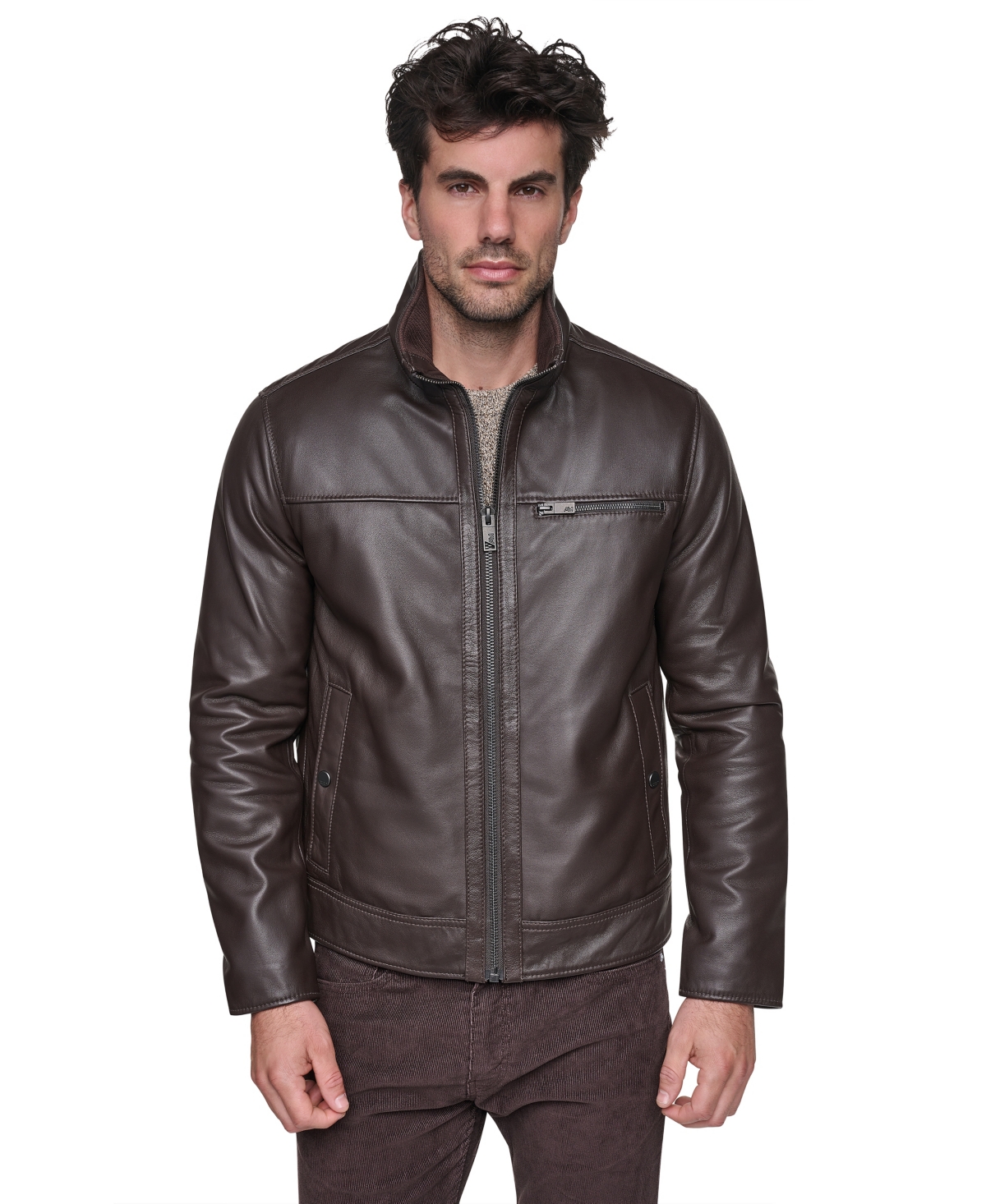Click here for Marc New York Mens Fur Lined Leather Jacket - Hick... prices