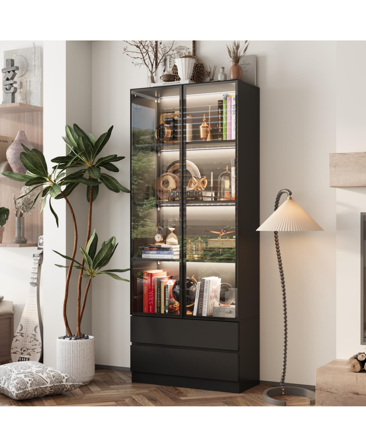 Click here for Famapy Display Cabinet with 2 Glass Doors and Ligh... prices