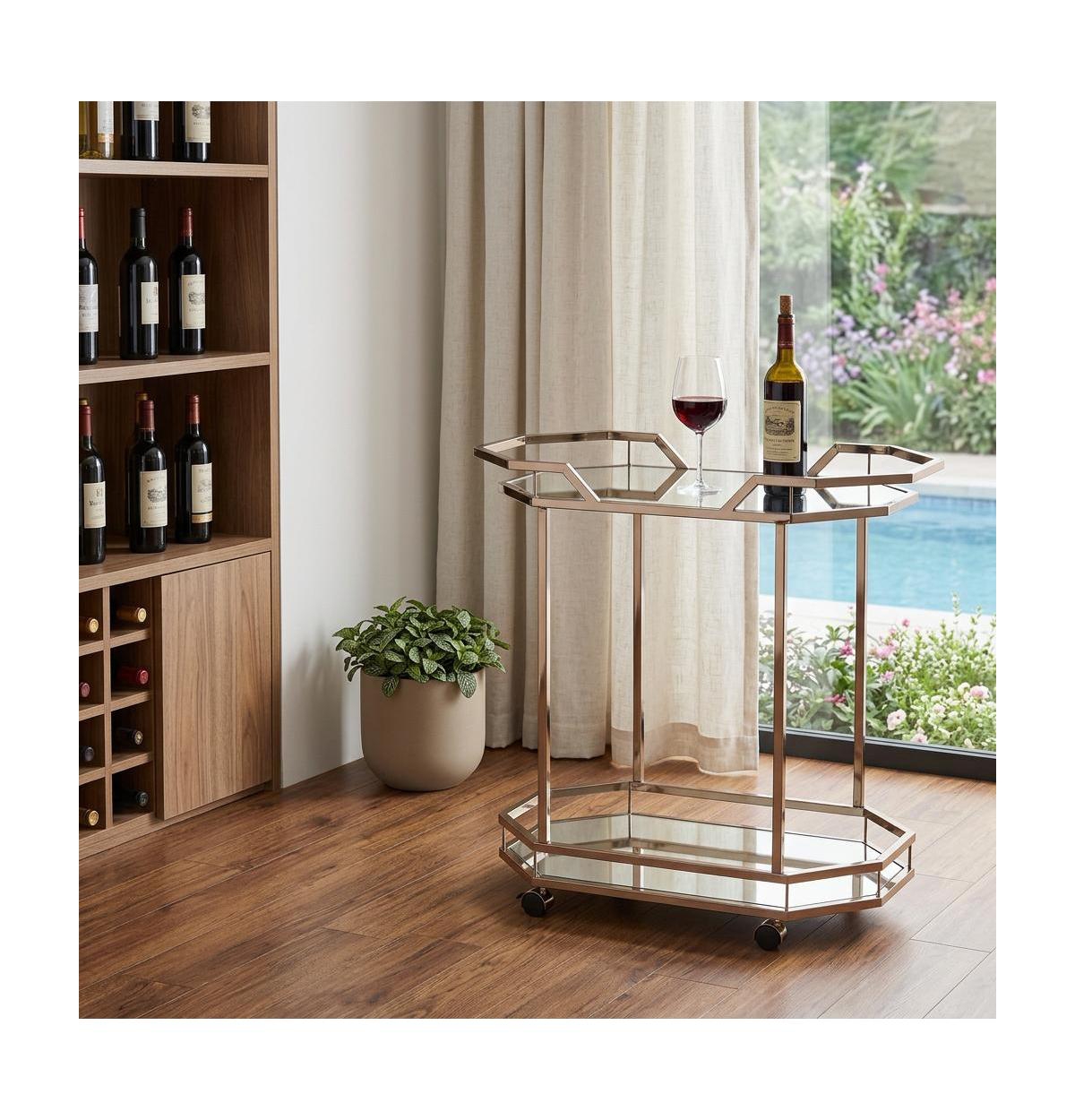 Click here for HomeRoots 31 Iron and Mirrored Glass Octagonal Rol... prices