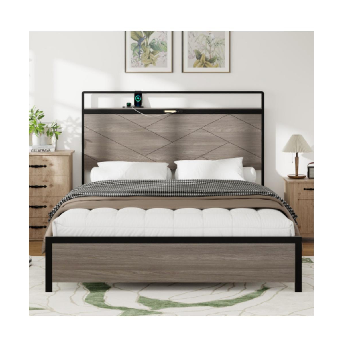Click here for Lucky One Full Size Wooden Platform Bed Frame with... prices