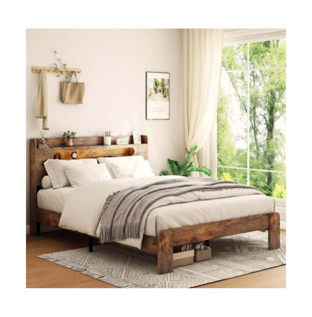 Click here for Lucky One Queen Size Wood Platform Bed Frame with... prices
