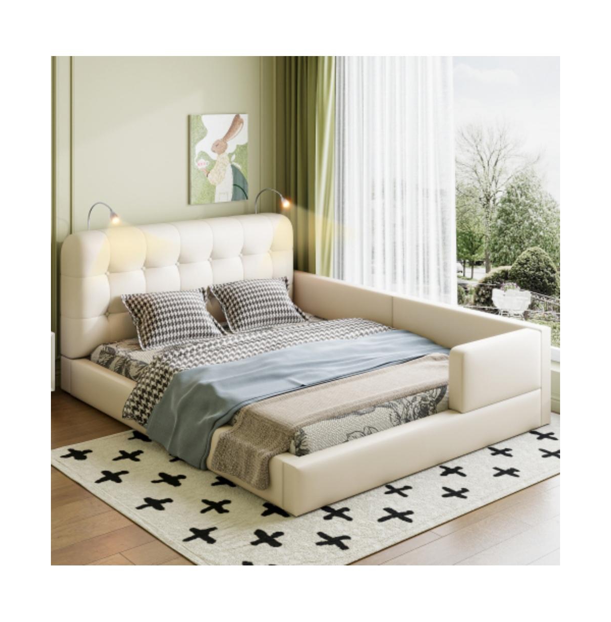 Click here for Lucky One Queen Size Upholstered Platform Bed with... prices