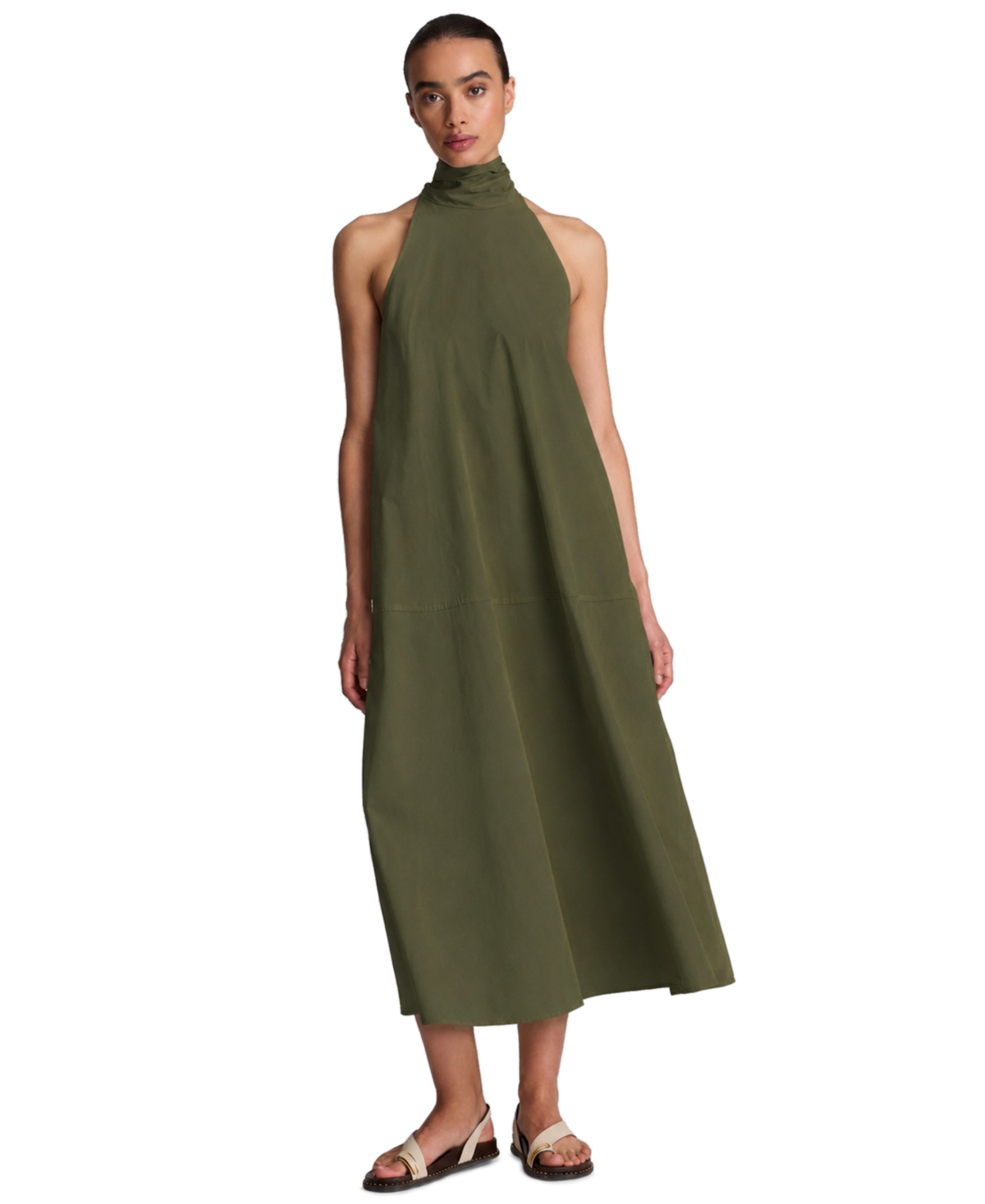 Click here for Kenneth Cole Womens Tie Back Halter Neck Midi Dres... prices