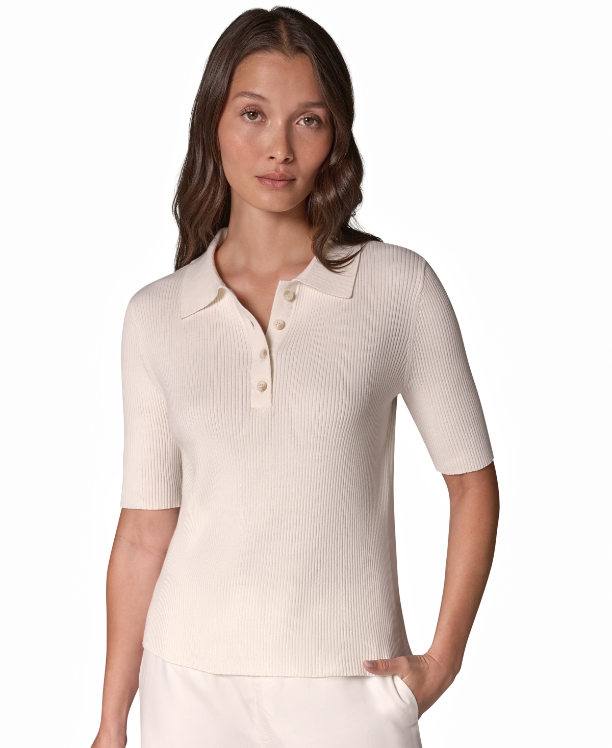 Click here for Donna Karan Weekend Womens Elbow-Sleeve Ribbed But... prices