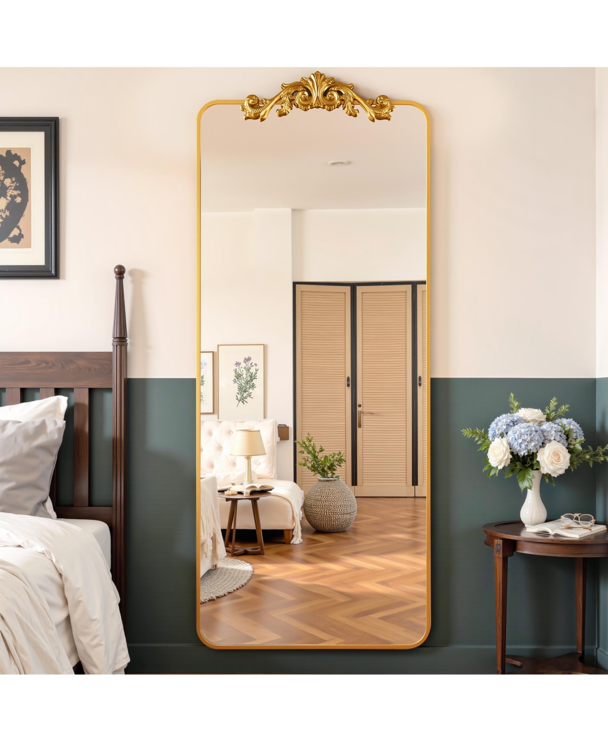 Click here for Antok Retro Full Length Mirror  64x21 Carved Floor... prices