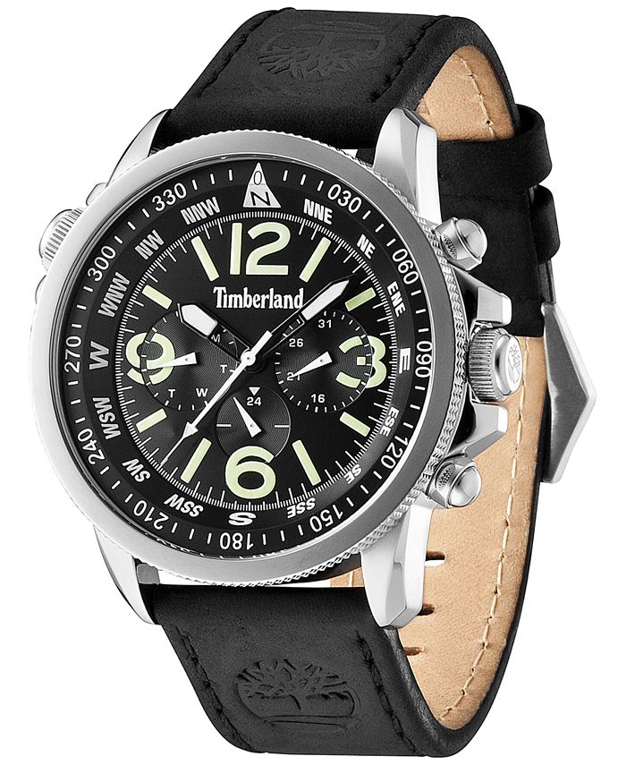 Timberland Men's Camptom Black Leather Strap Watch 46x53mm TBL13910JS02 ...
