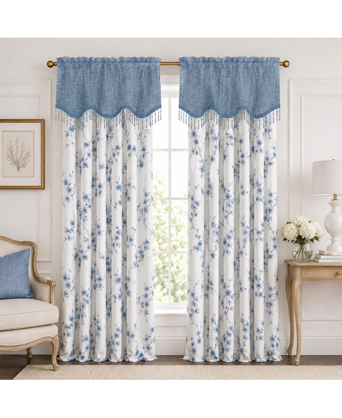 Click here for Kate Aurora 4 Piece Carly Floral Rod Pocket Curtai... prices