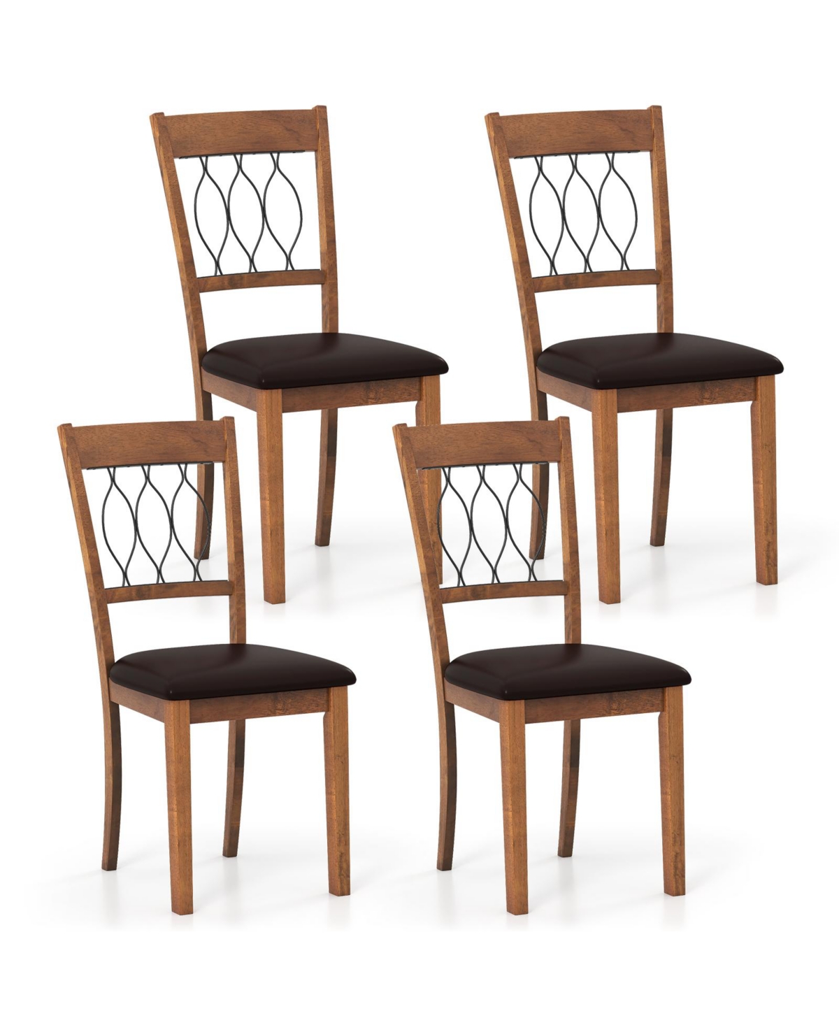 Click here for Gymax Fabric Dining Chair Set of 4 With Padded Sea... prices