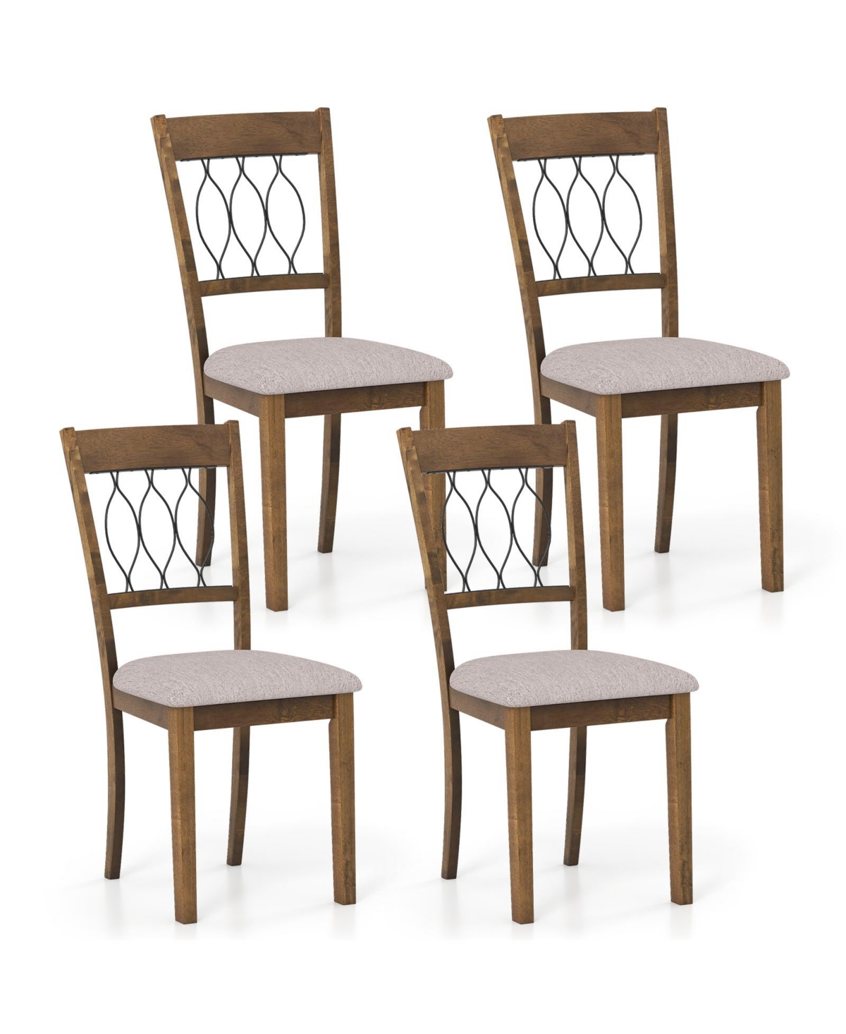 Click here for Gymax Fabric Dining Chair Set of 4 With Padded Sea... prices