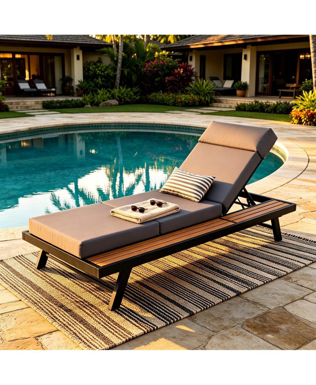 Click here for Asagikoiai Adjustable Acacia Wood Outdoor Chaise L... prices