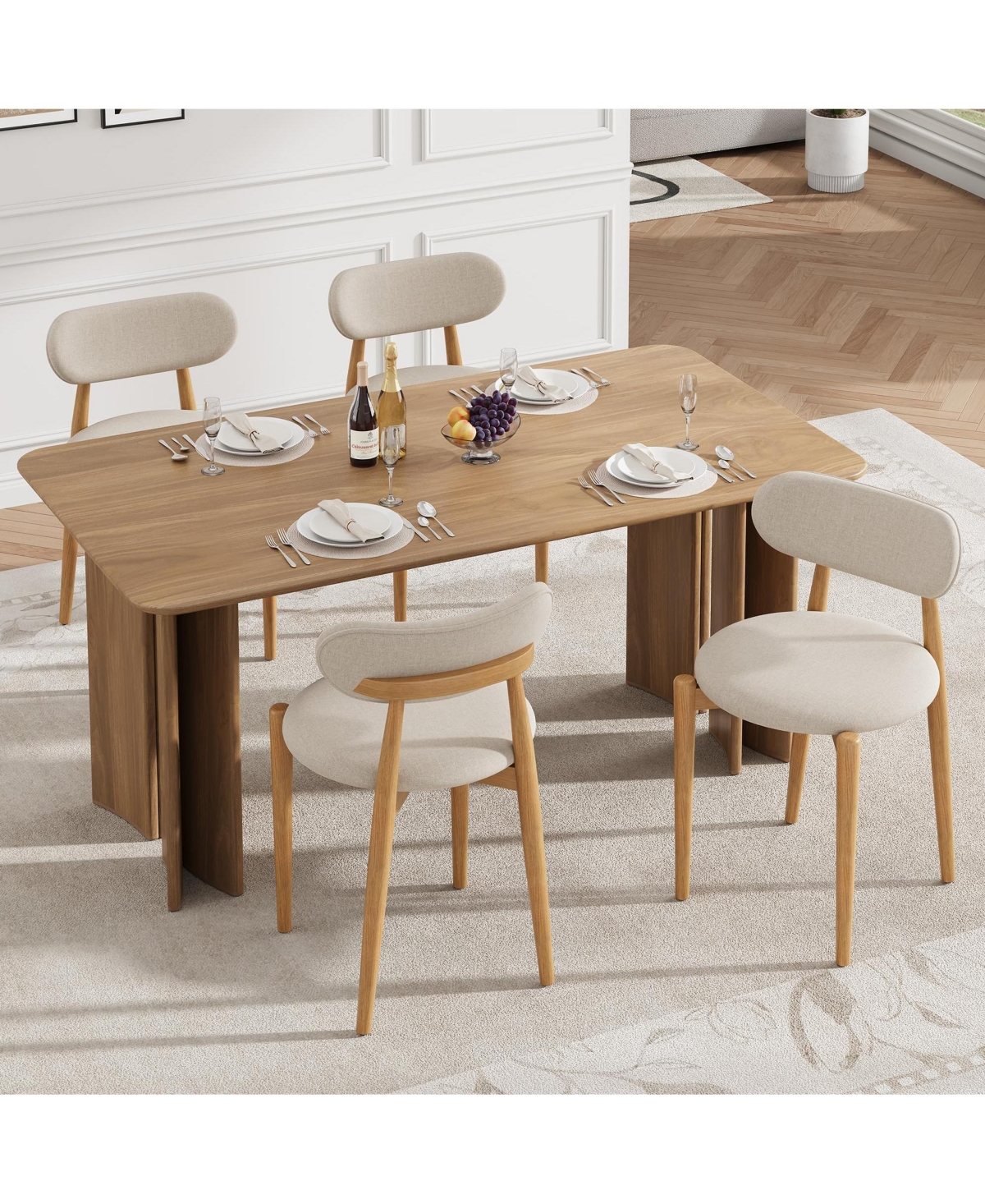 Click here for homfan Wooden Dining Chairs Set of 4 Modern Fabric... prices