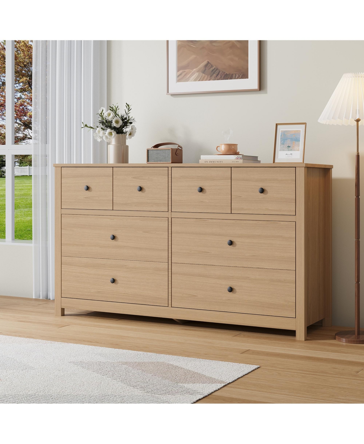 Click here for homfan Modern 8 Drawer Bedside Table  Spacious Woo... prices