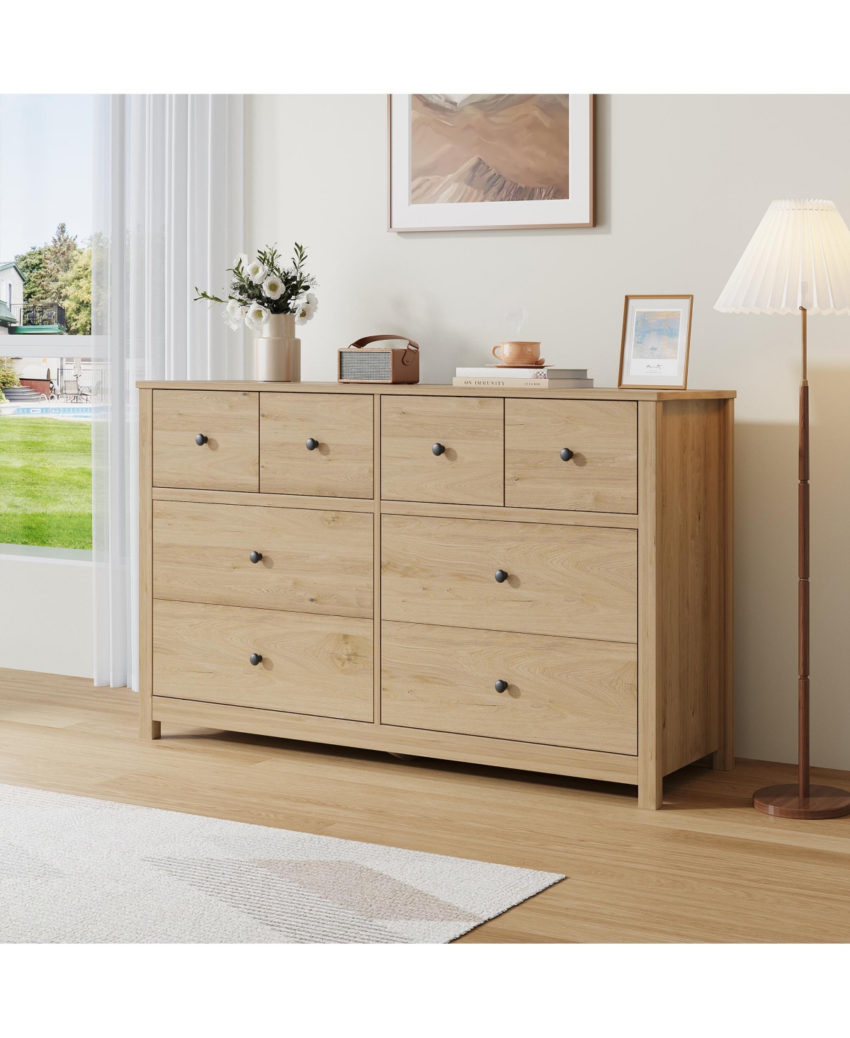 Click here for homfan Modern 8 Drawer Bedside Table  Spacious Woo... prices