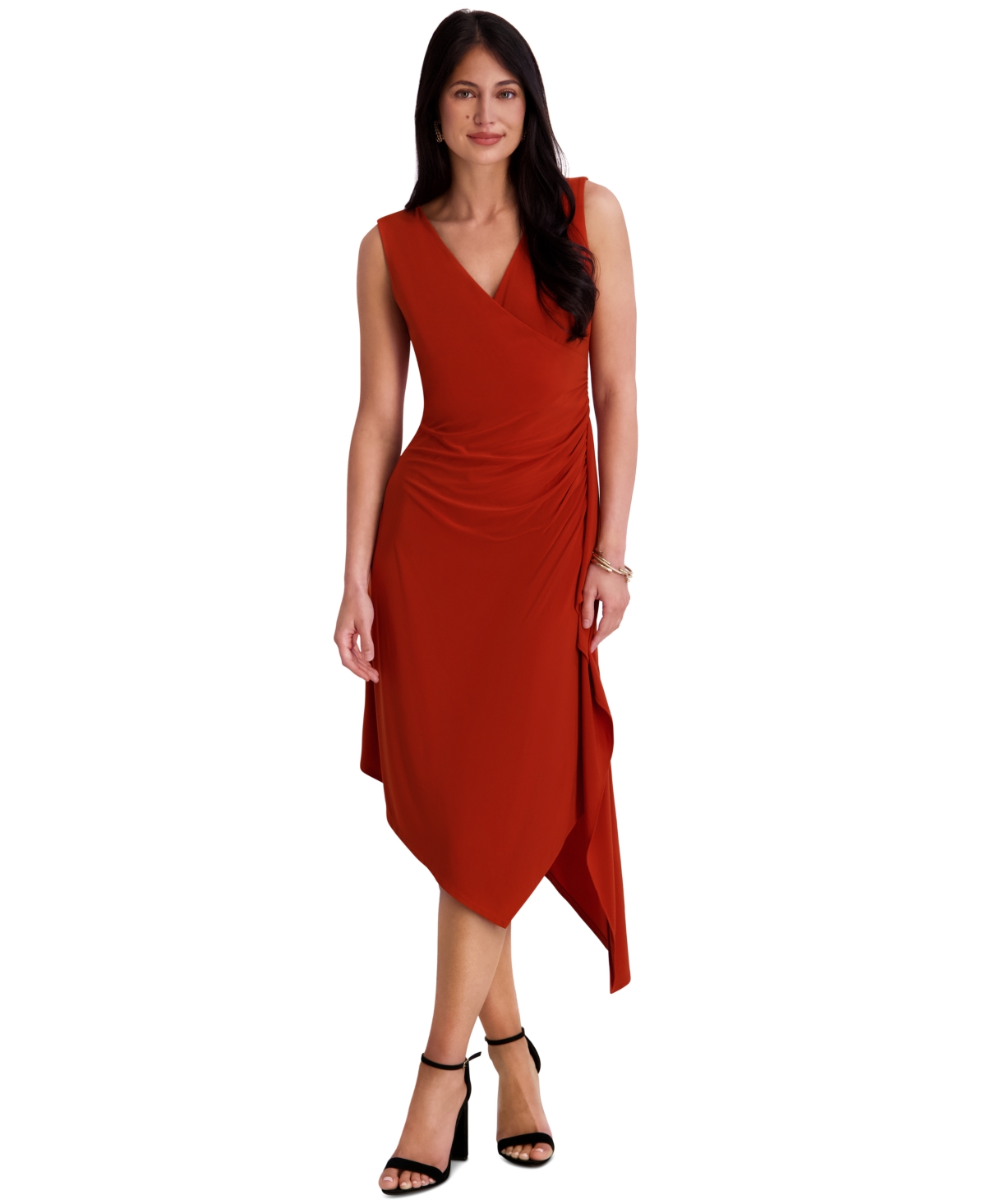 Click here for Kensie Womens Asymmetrical Midi Dress - Rust prices