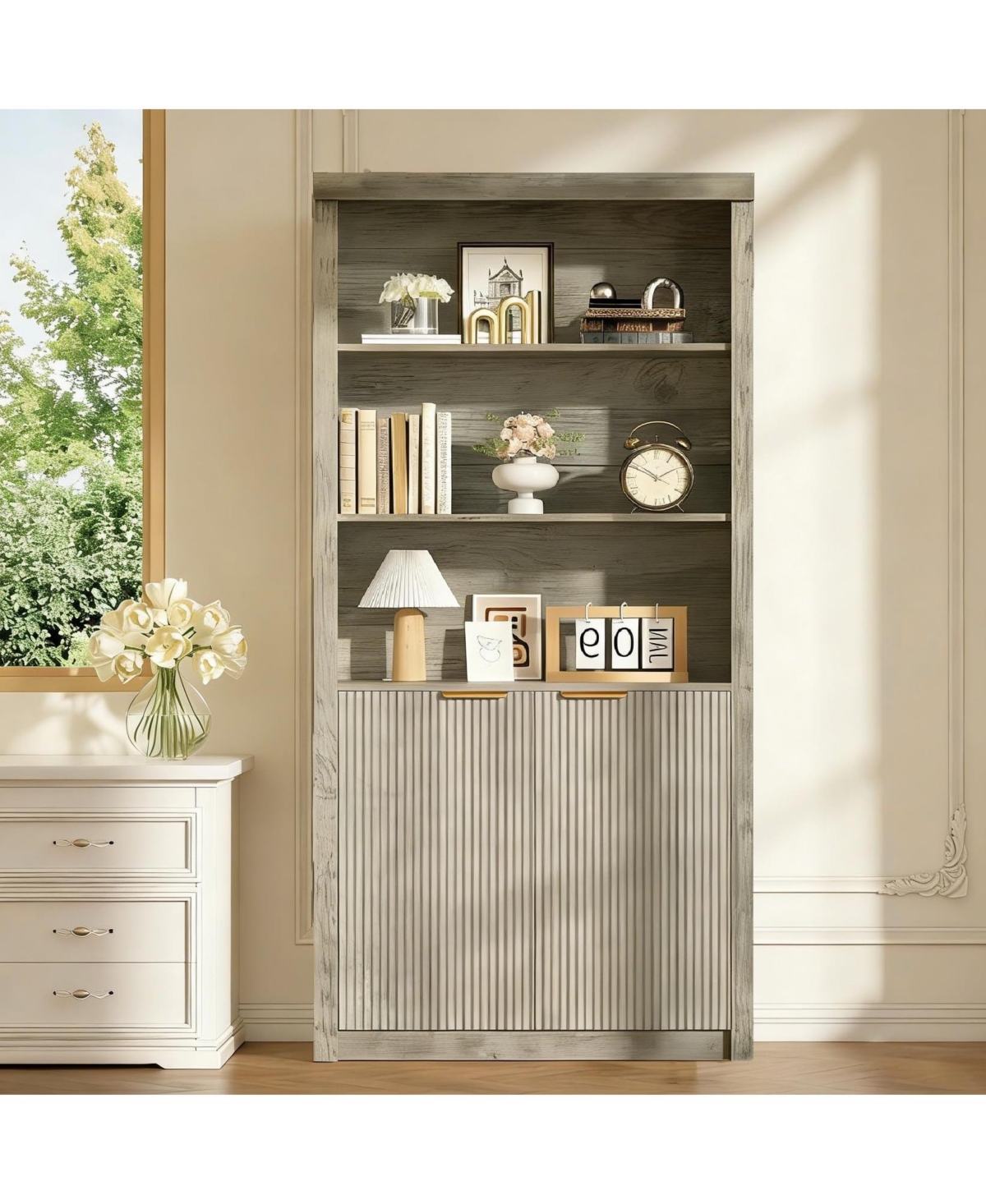 Click here for homfan Tall Bookcase  31.5 Wide wooden Unit with D... prices