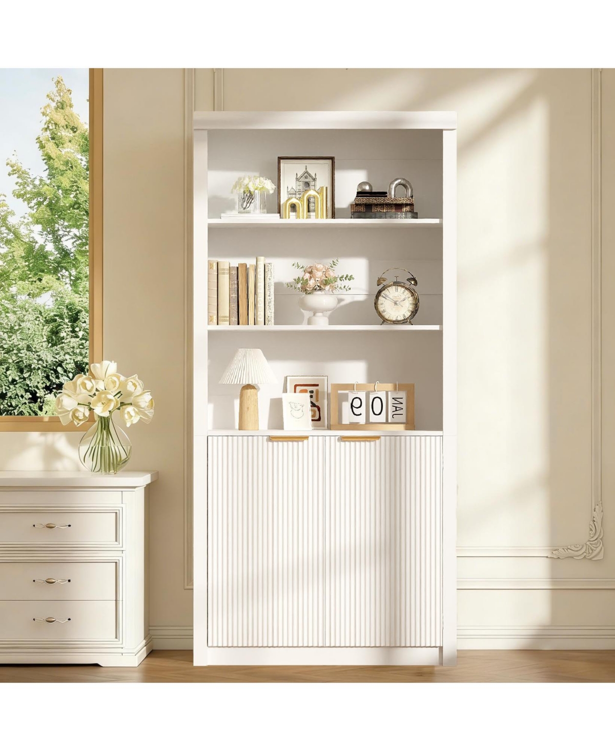 Click here for homfan Tall Bookcase  31.5 Wide wooden Unit with D... prices