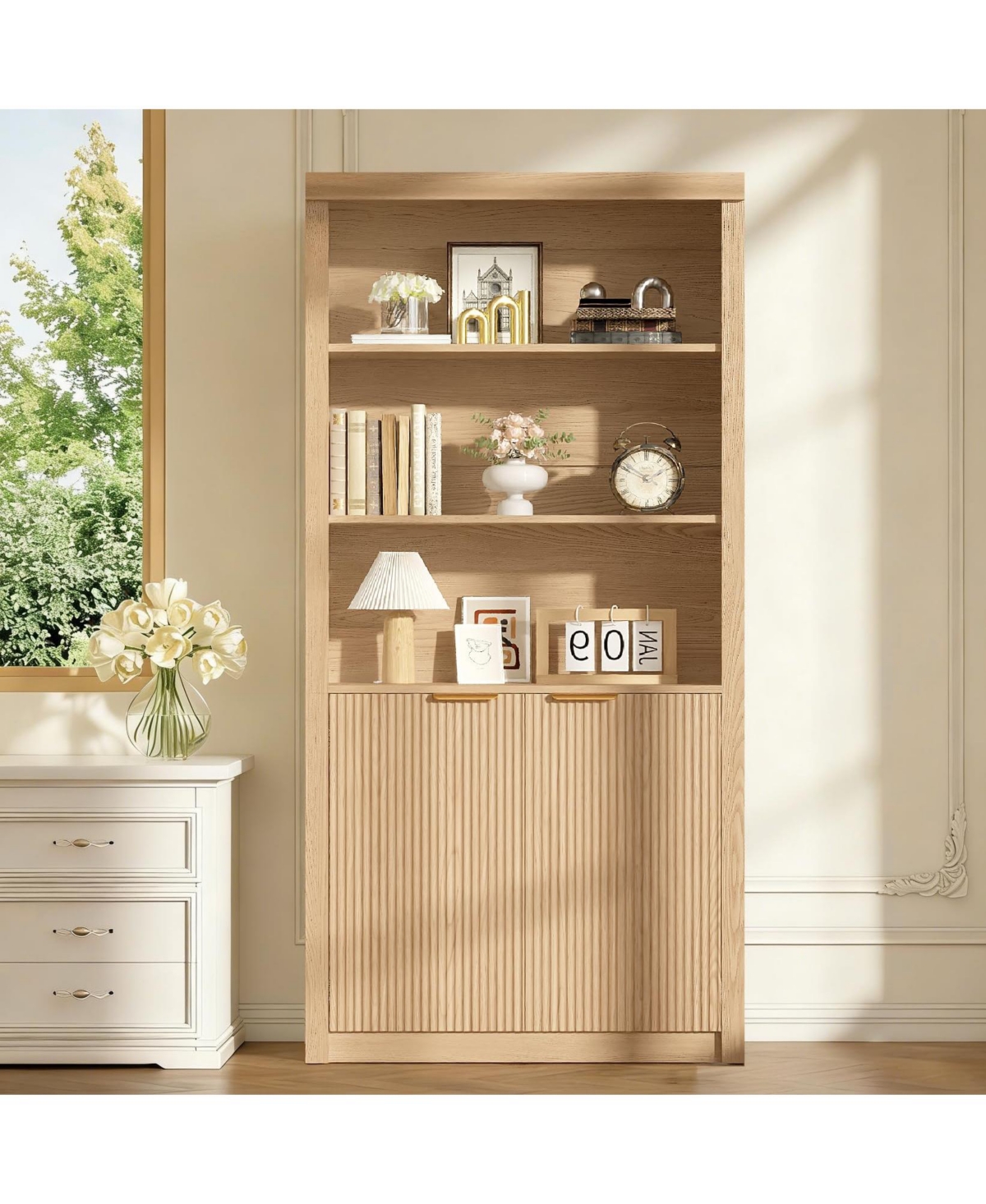 Click here for homfan Tall Bookcase  31.5 Wide wooden Unit with D... prices