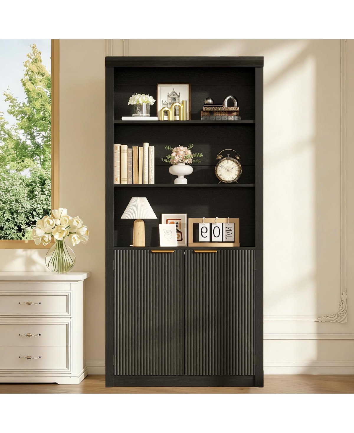Click here for homfan Tall Bookcase  31.5 Wide wooden Unit with D... prices