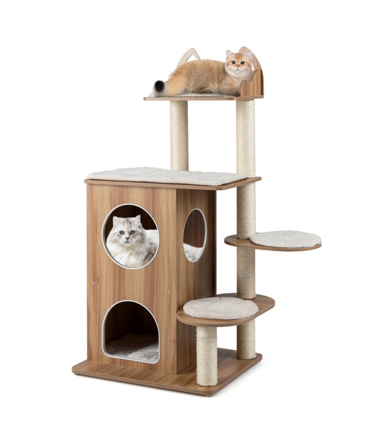 Click here for Hongge 48 Inch Wooden Cat Tree with 2-Floor Condo... prices