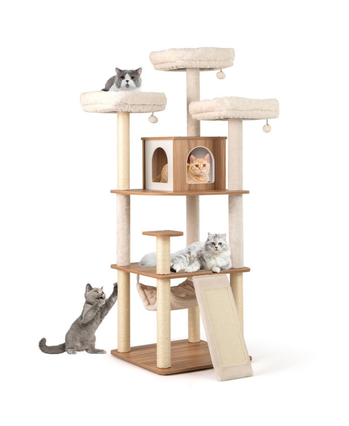 Click here for Hongge 68 Inch Cat Tree with 3 Padded Perches Priv... prices