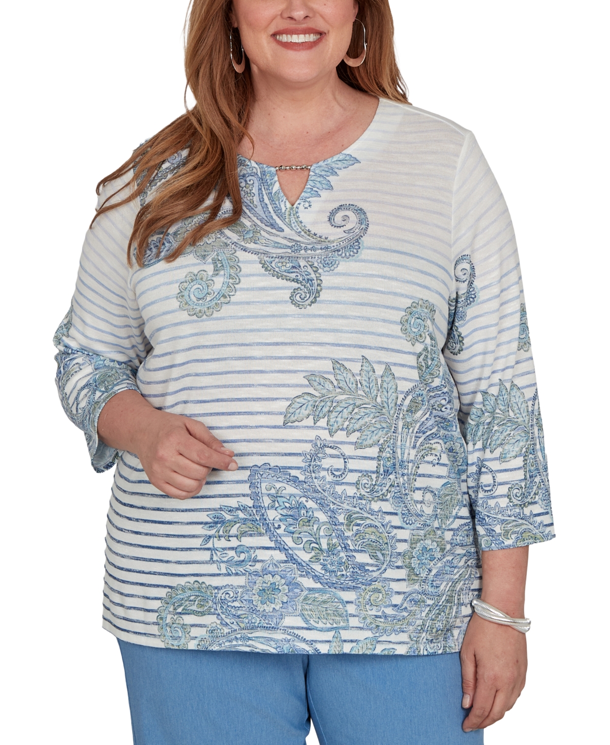 Click here for Alfred Dunner Plus Size Provence Paisley Stripe Sp... prices