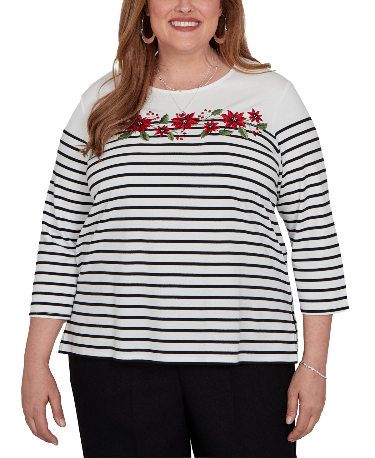 Click here for Alfred Dunner Plus Size Classic Poinsettia Stripe... prices