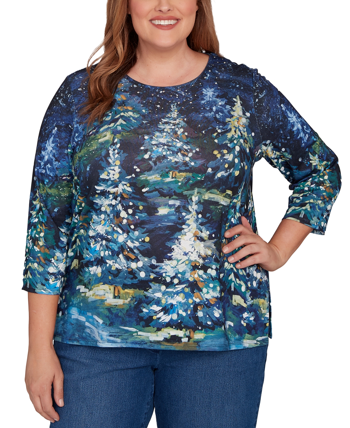 Click here for Alfred Dunner Plus Size Classic Starry Christmas T... prices