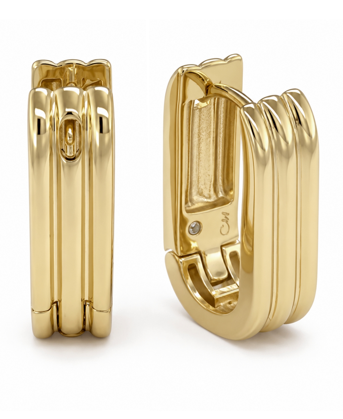 Click here for And Now This 18k Gold Plated Brass Ribbed Oblong H... prices
