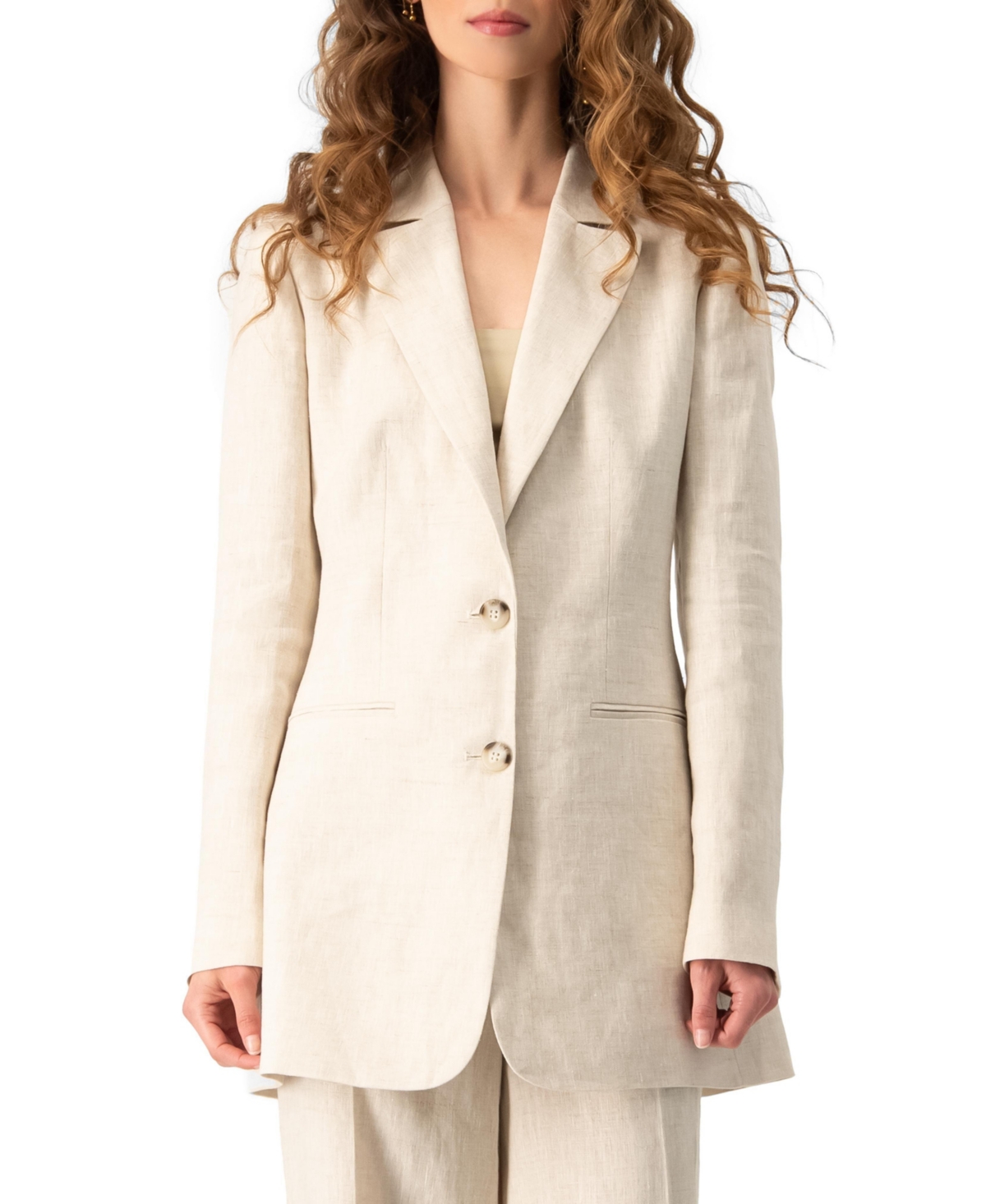 Click here for Ivonne Womens Tailored Linen Two-Button Blazer - S... prices