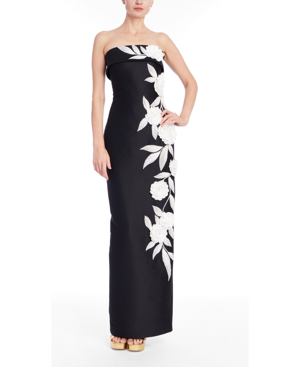 Click here for Badgley Mischka Womens Strapless Floral Embroidere... prices