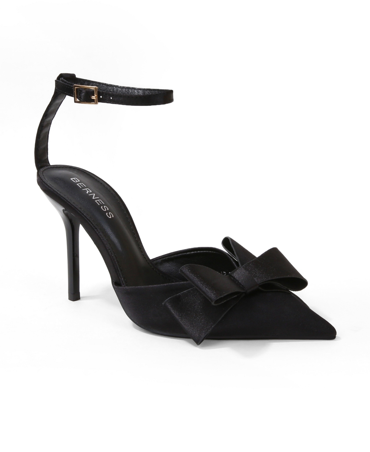 Click here for Berness Womens Tulip Satin DOrsay Bow Pumps - Blac... prices