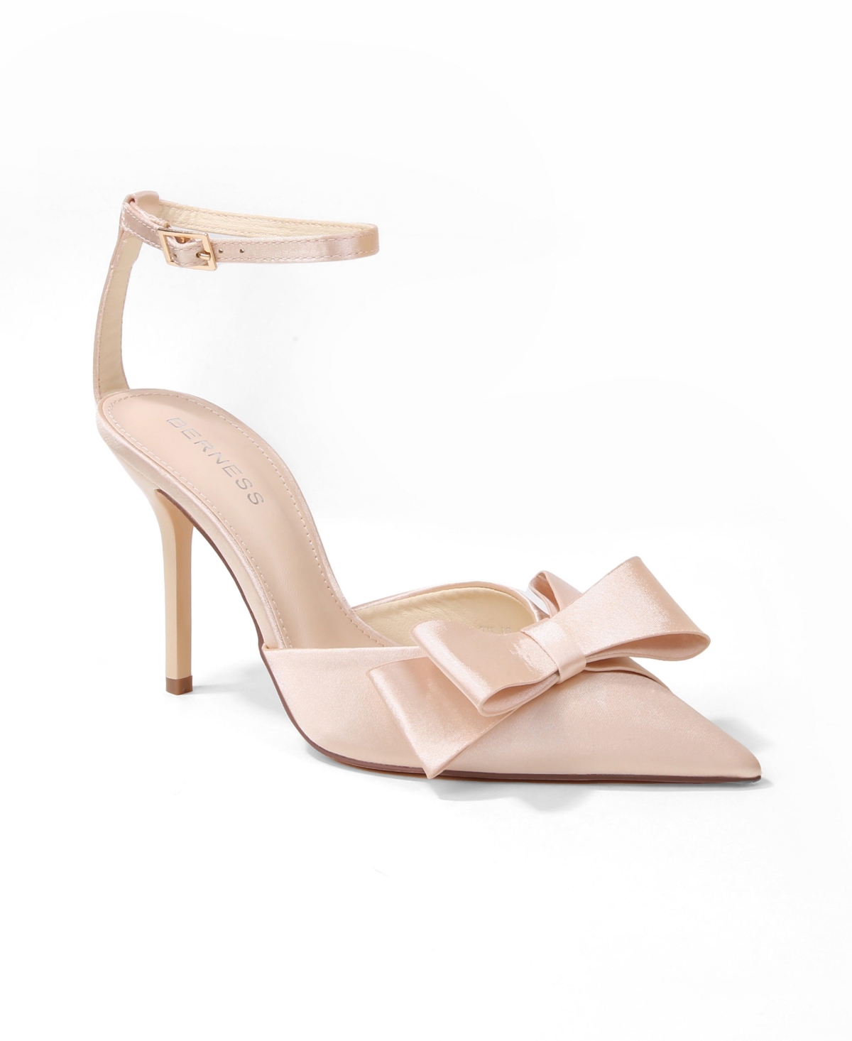 Click here for Berness Womens Tulip Satin DOrsay Bow Pumps - Beig... prices