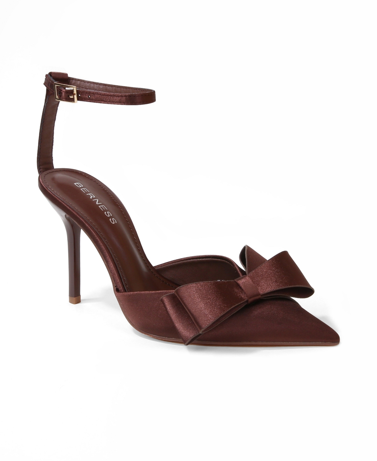 Click here for Berness Womens Tulip Satin DOrsay Bow Pumps - Brow... prices