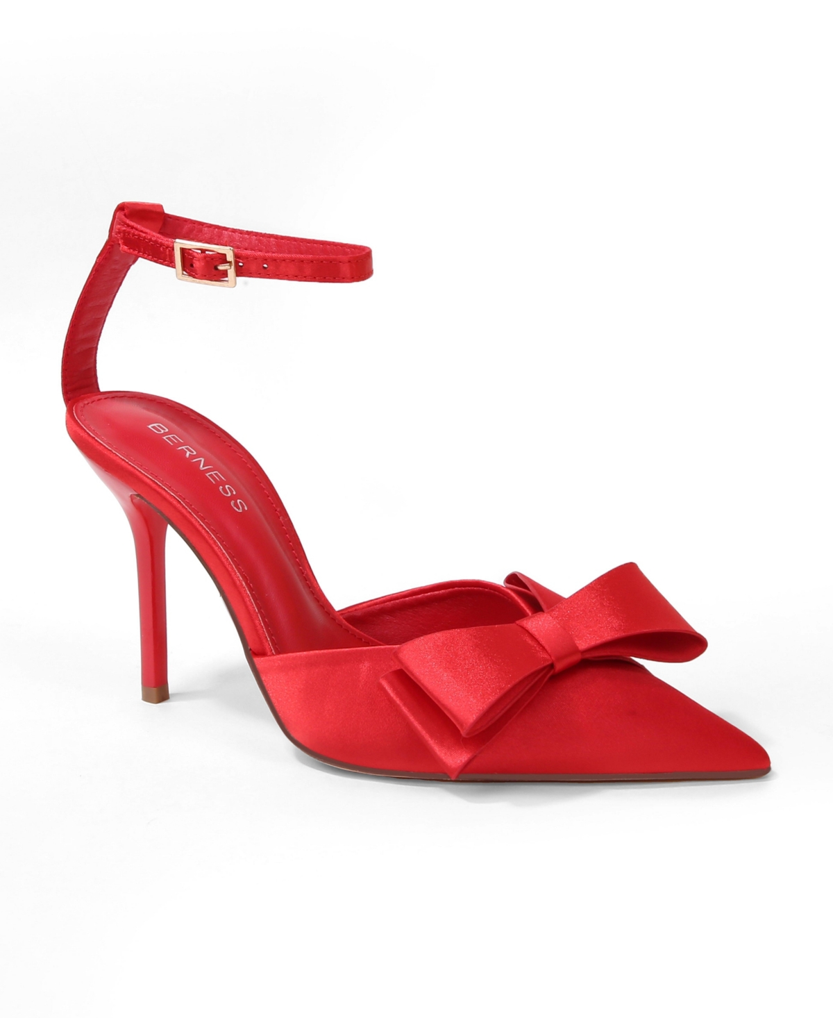 Click here for Berness Womens Tulip Satin DOrsay Bow Pumps - Red prices