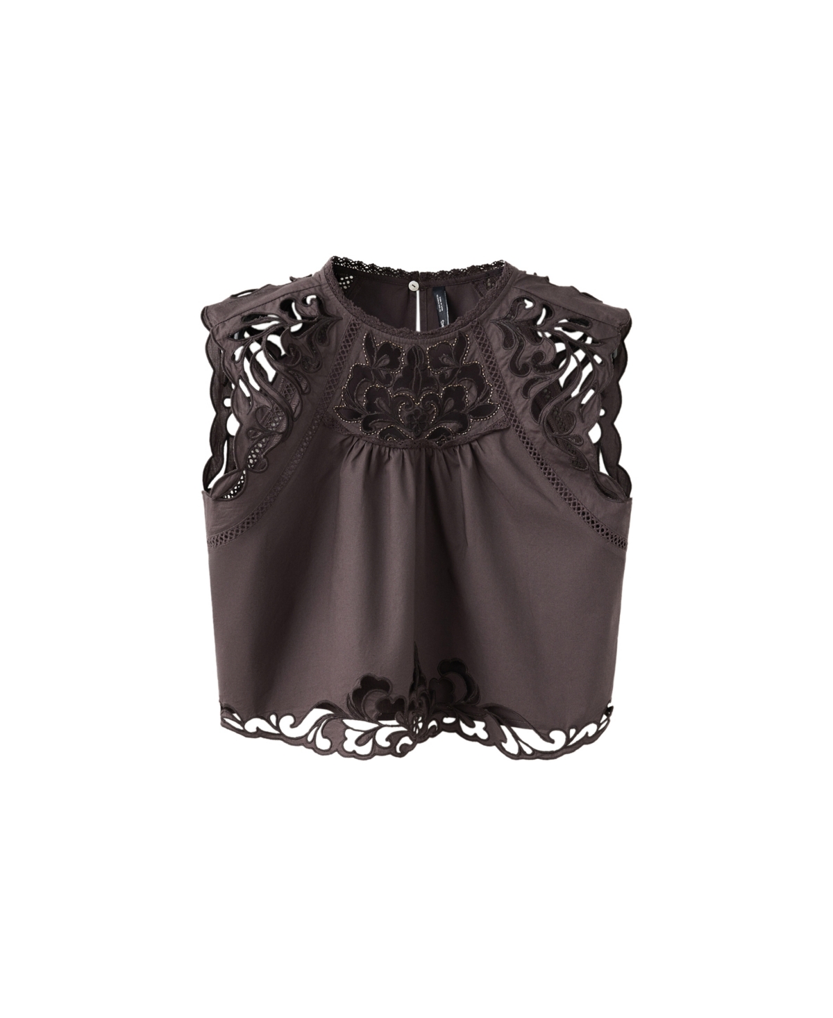 Click here for Mango Womens Cotton Openwork Top - Brown prices