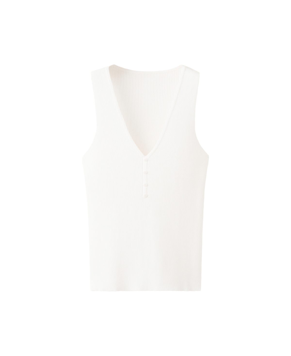 Click here for Mango Womens Buttoned Ribbed Top - Ecru prices
