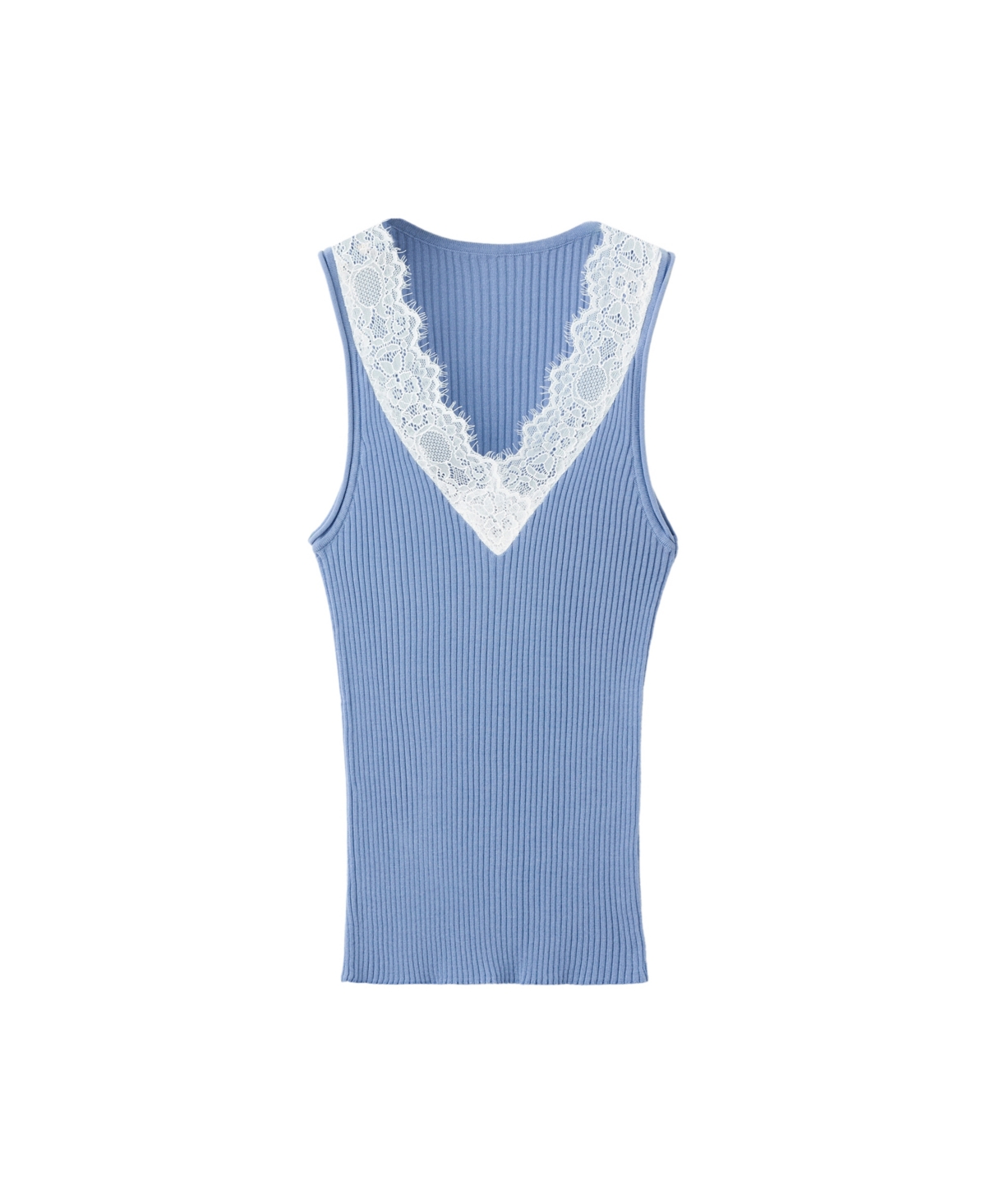 Click here for Mango Womens Lace Lyocell Top - Sky Blue prices