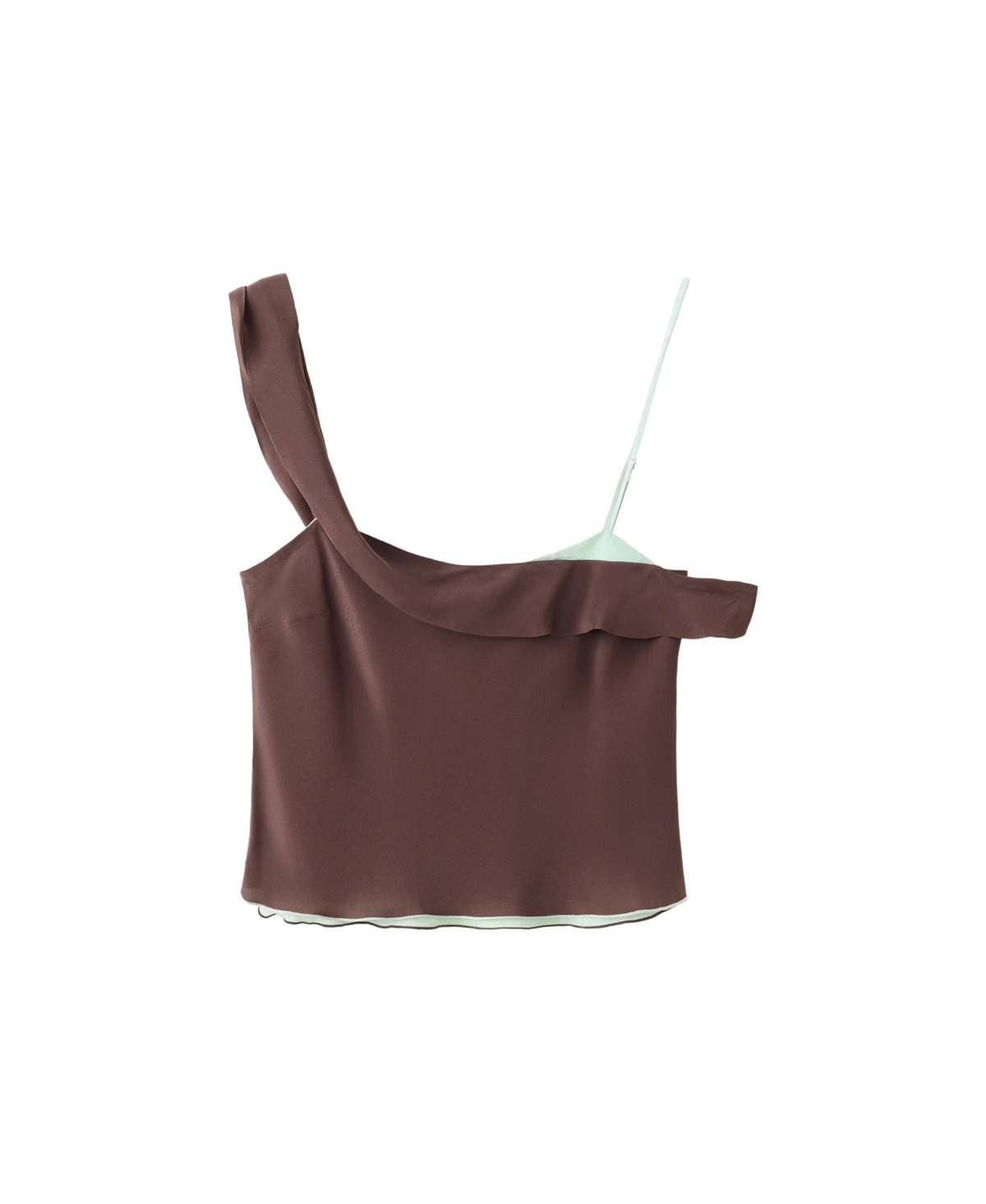 Click here for Mango Womens Mixed Asymmetrical Top - Brown prices