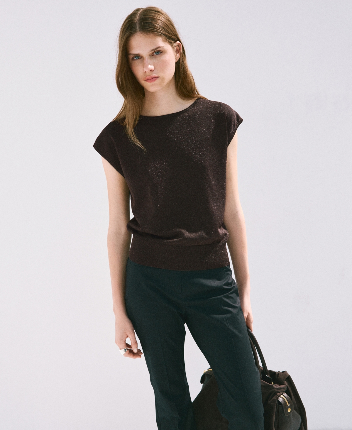 Click here for Mango Womens Boat-Neck Knitted Top - Chocolate prices