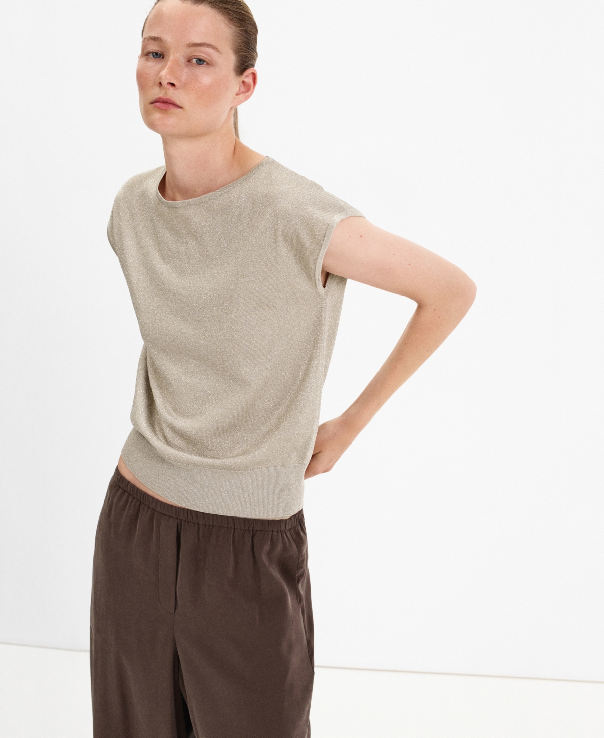 Click here for Mango Womens Boat-Neck Knitted Top - Silver prices