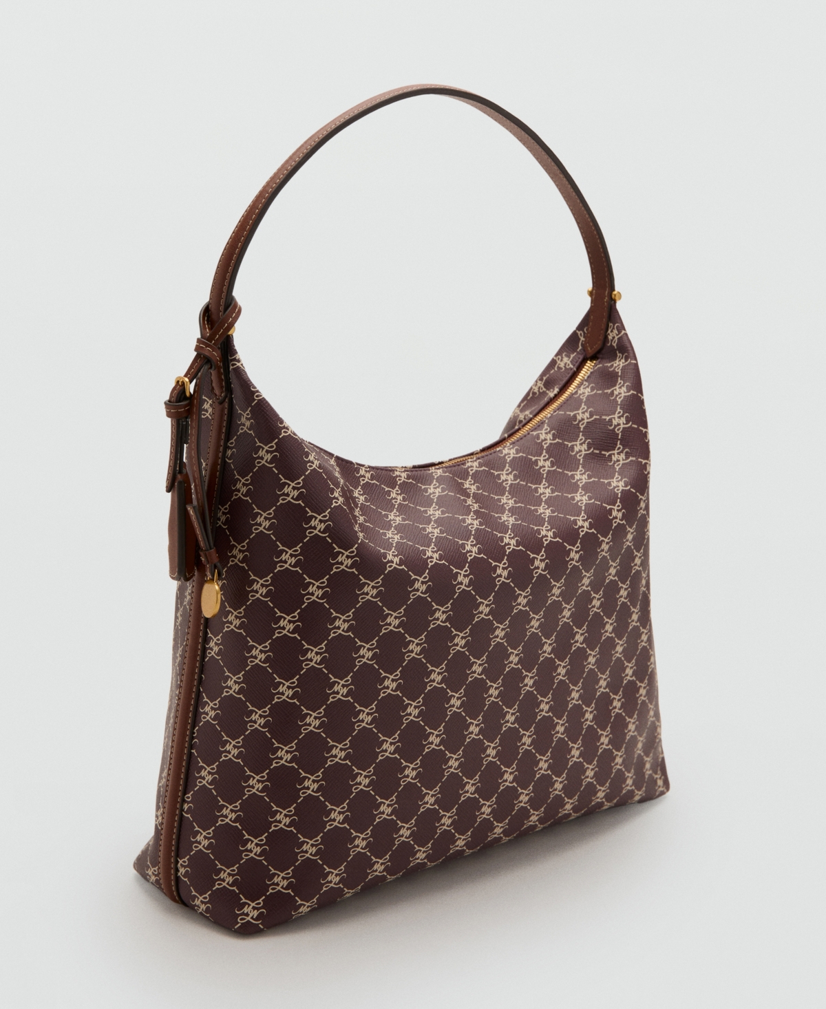 Click here for Mango Womens Medium Logo Shoulder Bag - Burgundy prices