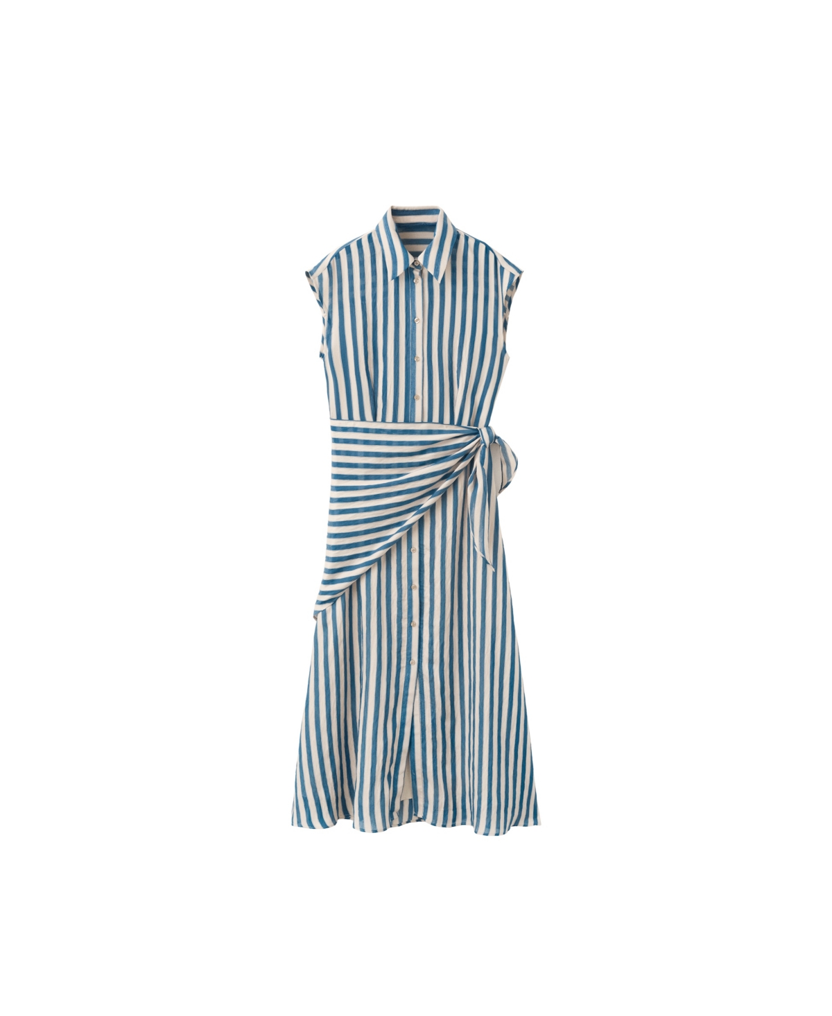Click here for Mango Womens Striped Scarf Midi Shirt Dress - Blue prices