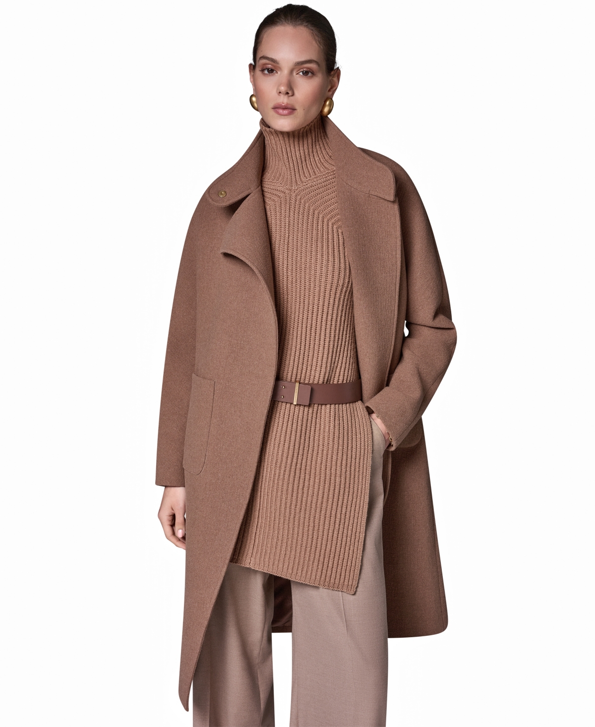 Click here for Donna Karan New York Womens Snap Closure Belted Wo... prices