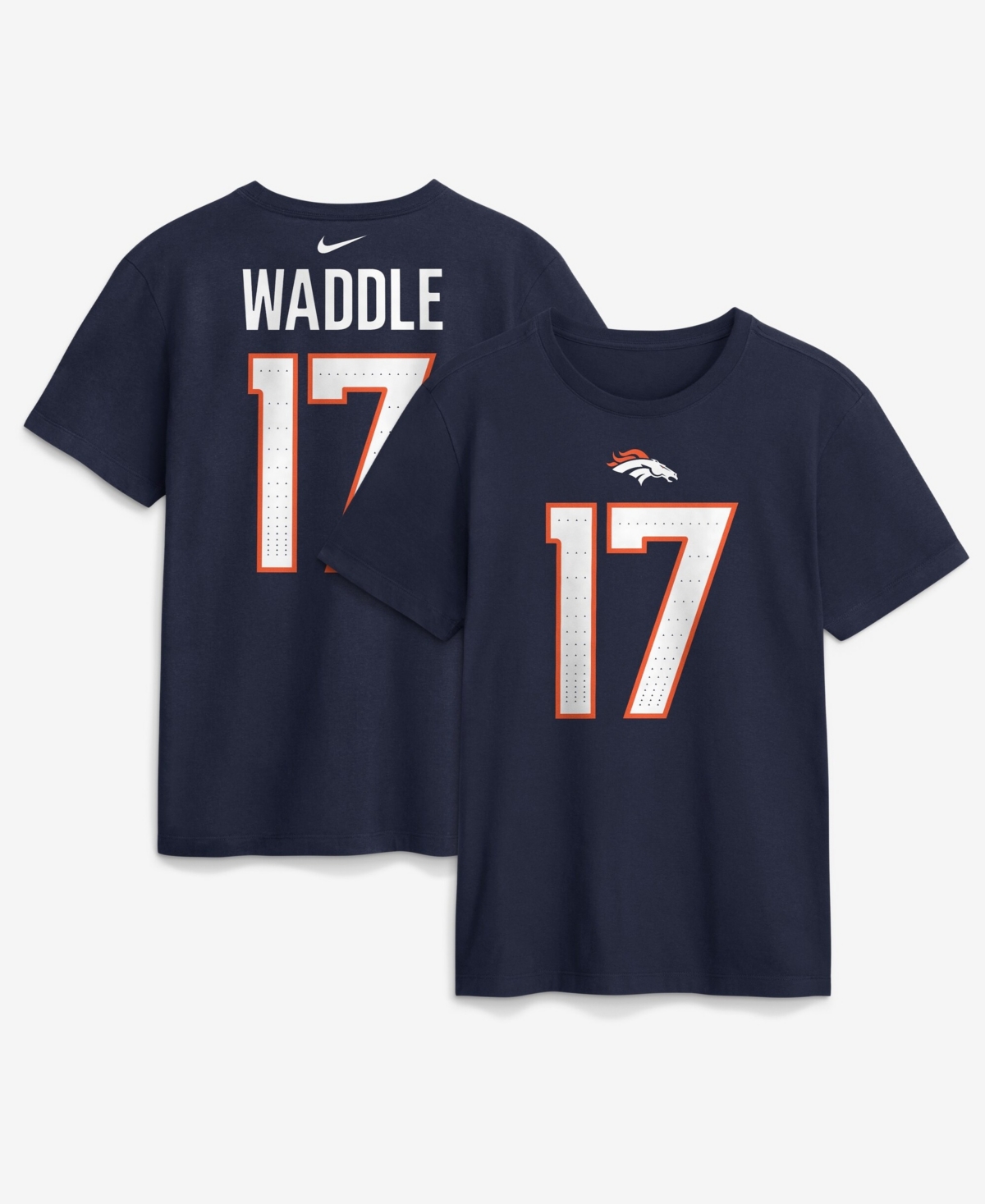 Click here for Nike Mens Jaylen Waddle Navy Denver Broncos Name &... prices