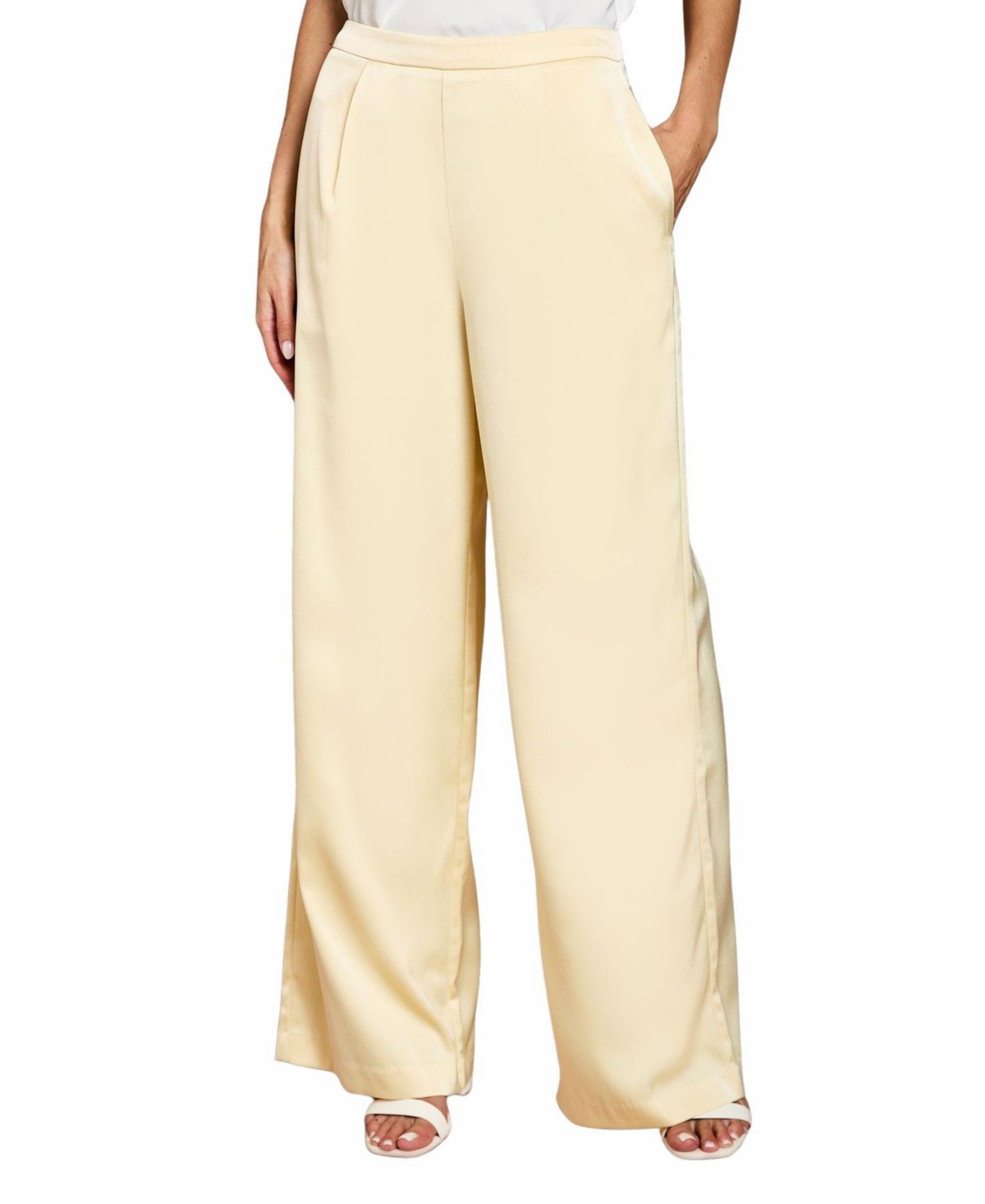 Click here for Coast Womens Satin High-Waist Flare Trousers - Lem... prices