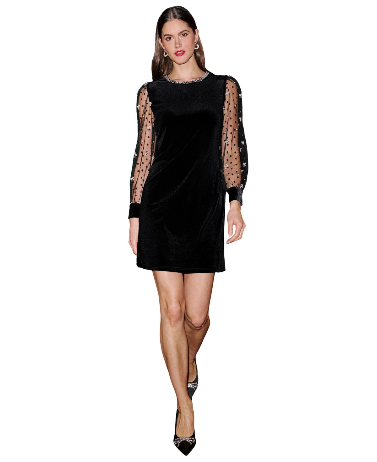 Click here for Yumi Womens Crushed Velvet Embellished Tunic Dress... prices