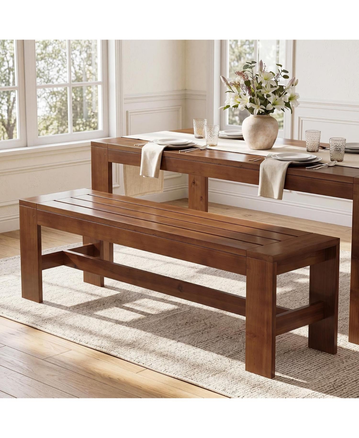 Click here for Tribesigns 55 Solid Wood Dining Bench  Farmhouse K... prices