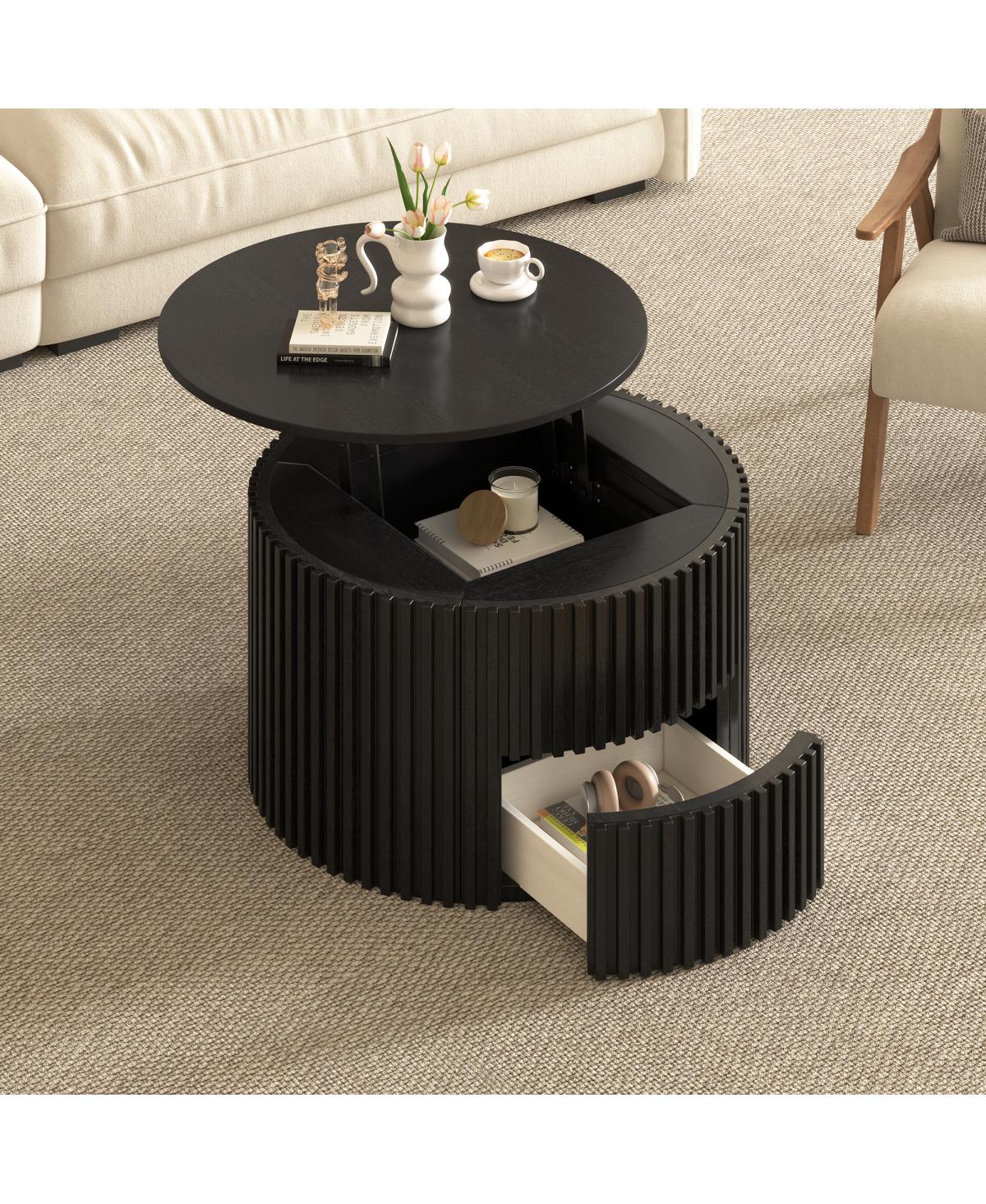 Click here for Streamdale Furniture Round Fluted Wood Lift Top Co... prices