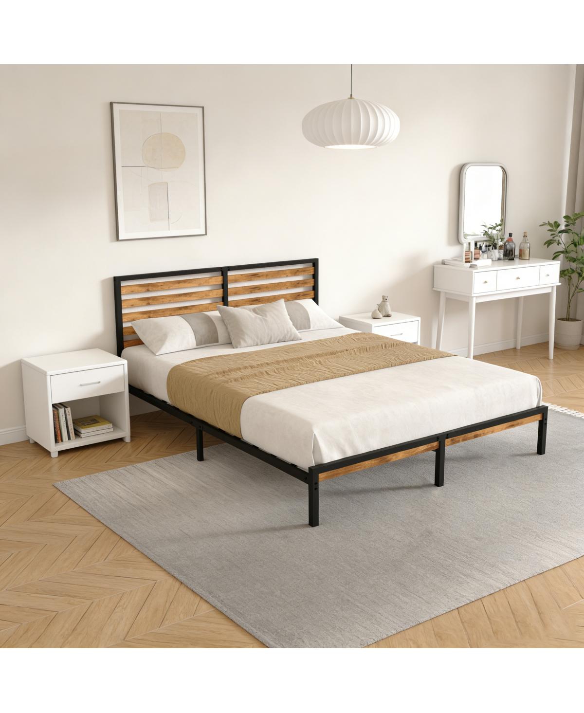 Click here for Streamdale Furniture Queen Size Metal Platform Bed... prices