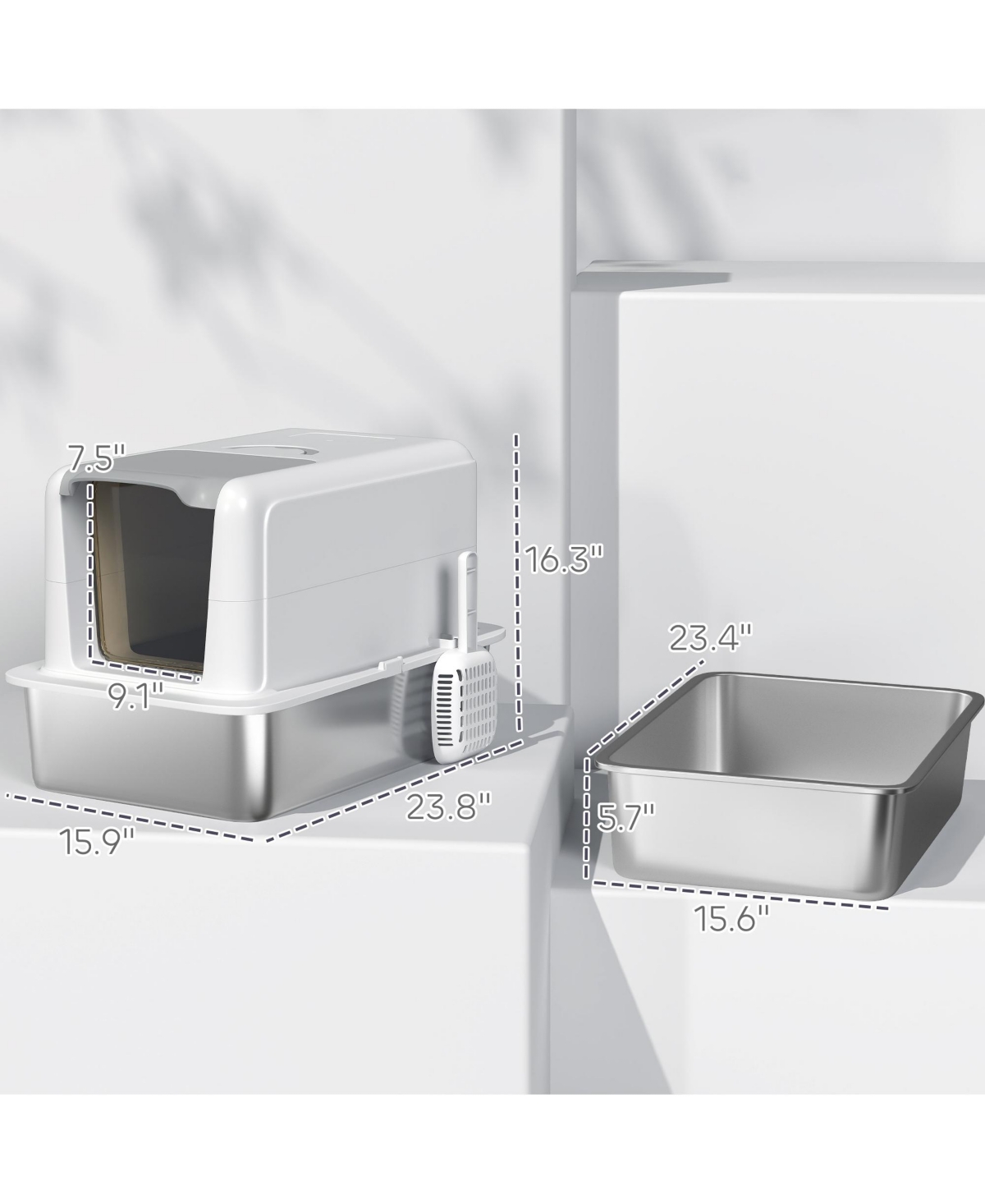 Click here for Ruie 2 in 1 Stainless Steel Cat Litter Box with Re... prices